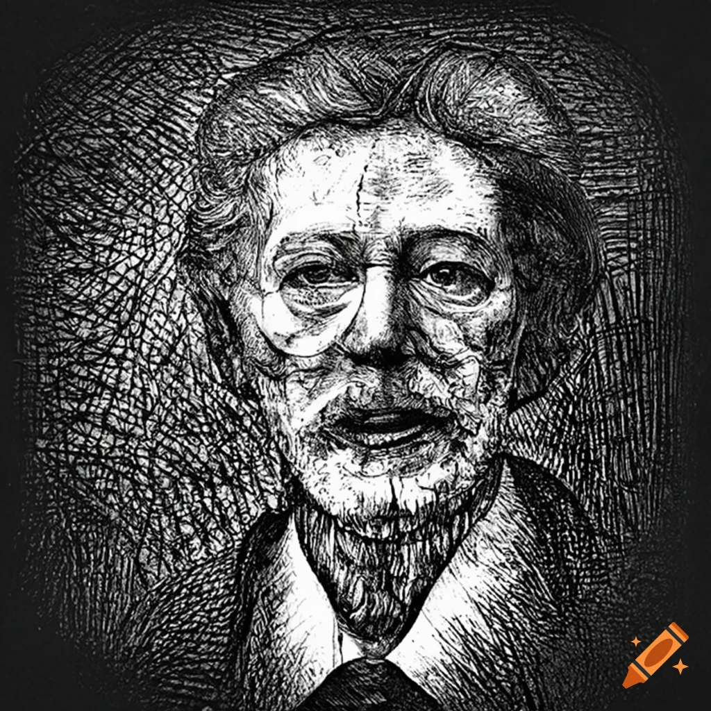 Black and white rough etching portrait of a doctor on Craiyon