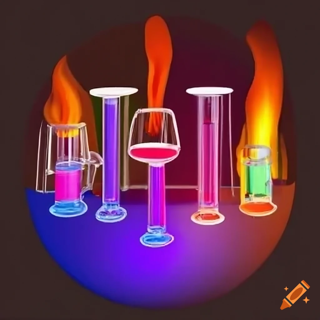 Vibrant lab scene with agitated test tubes and beakers, watched by a ...