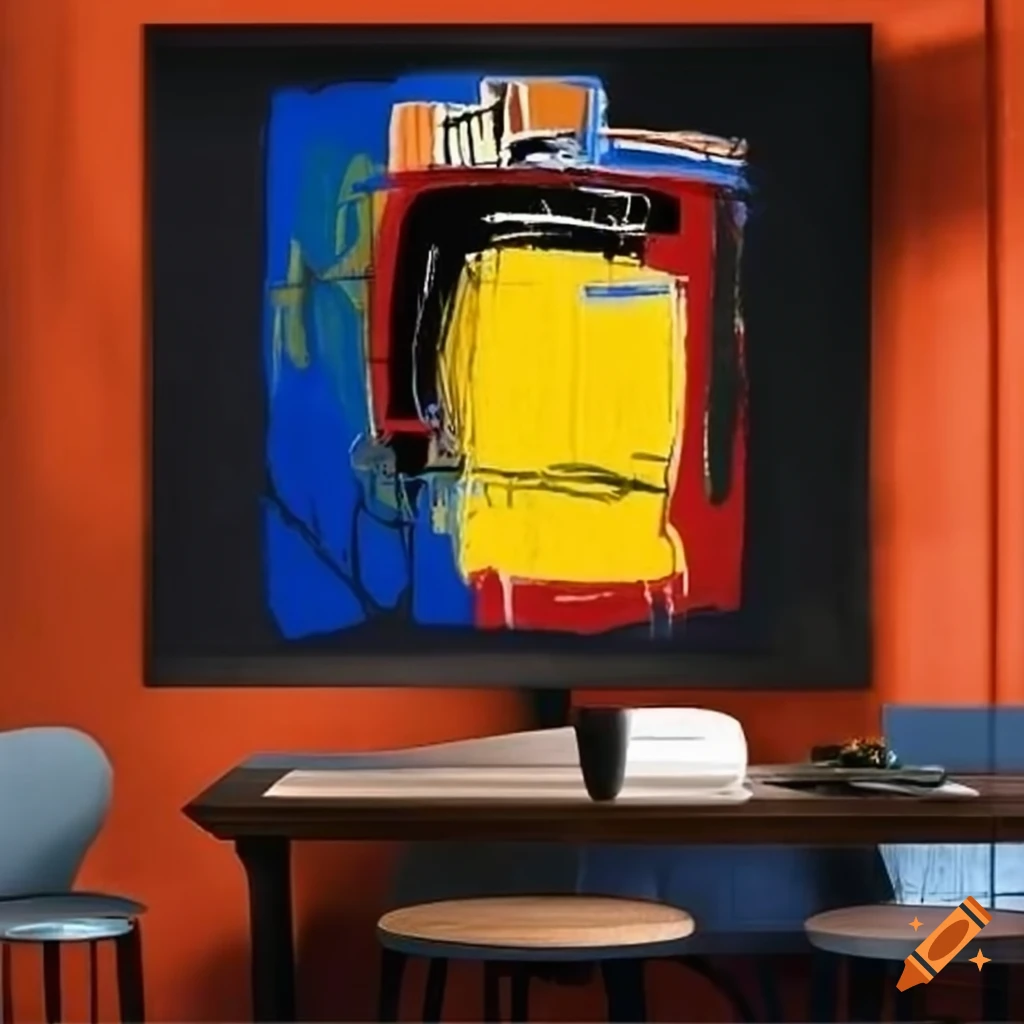 Abstract expressionism art by basquiat in a modern interior setting on ...