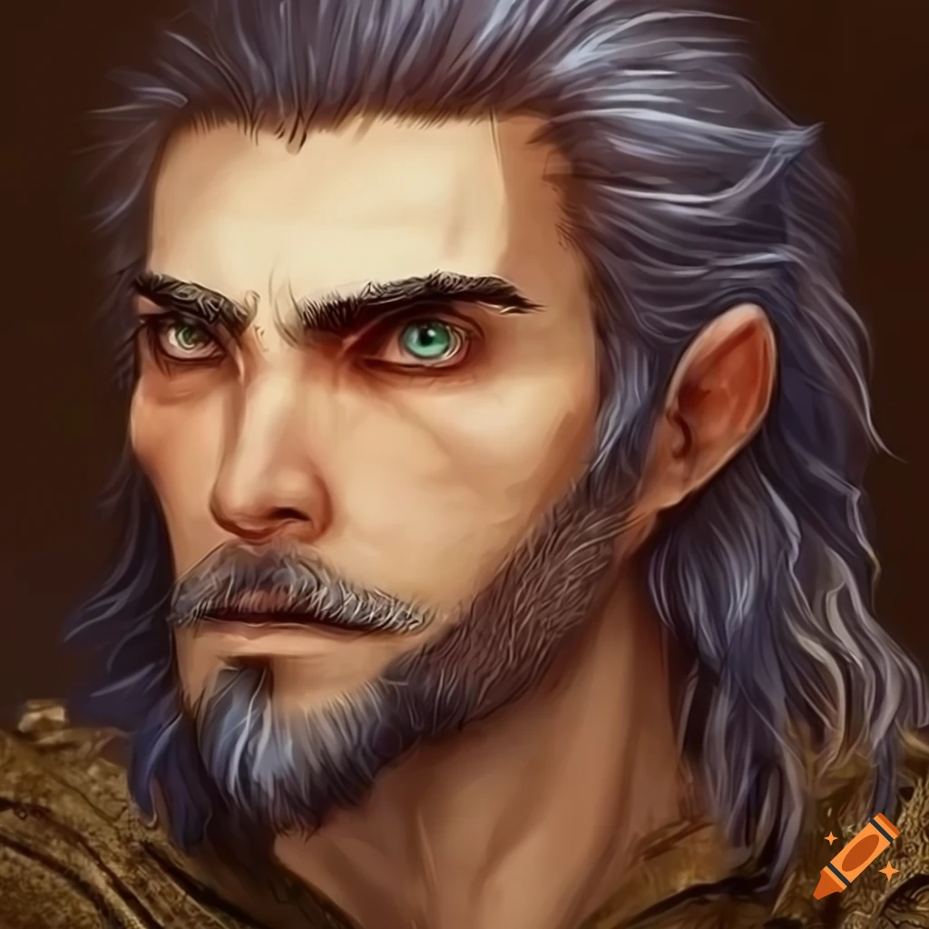 Brave man with unique features in fantasy setting on Craiyon