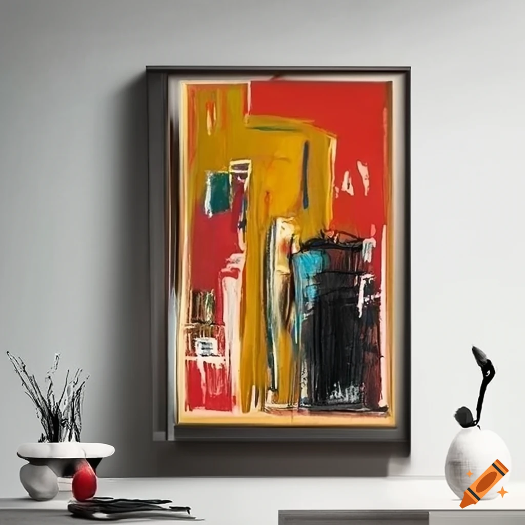 Abstract expressionism art by basquiat in a modern interior setting on ...