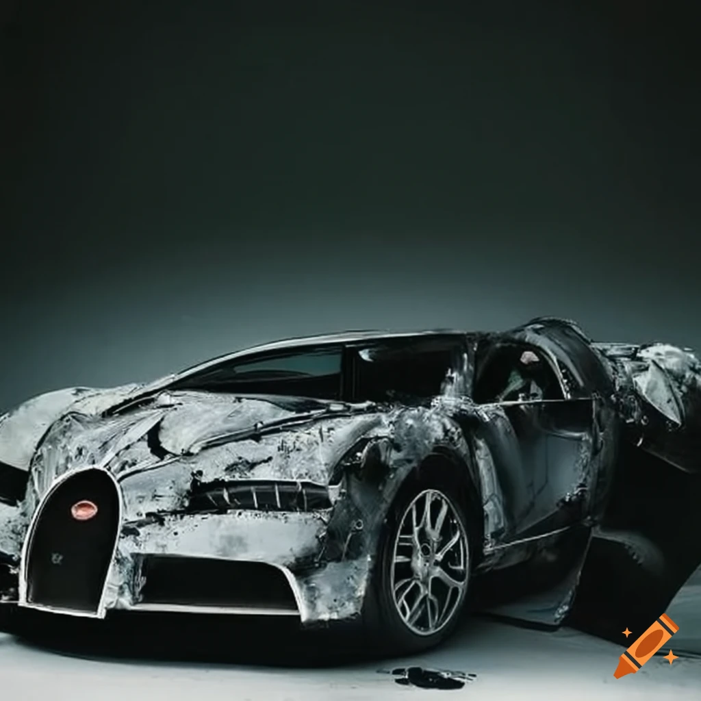 Destroyed bugatti car on Craiyon