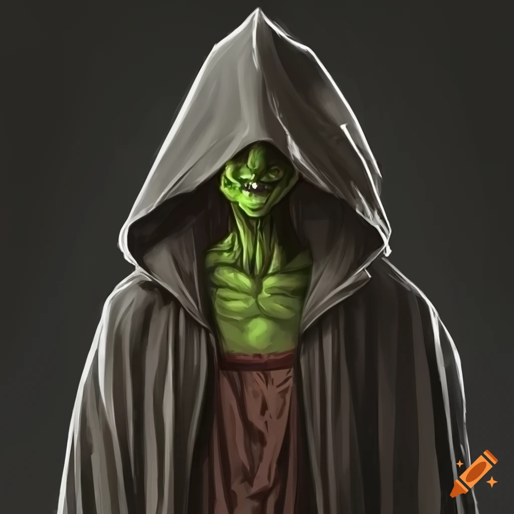 Goblin in cloak holding a knife on Craiyon