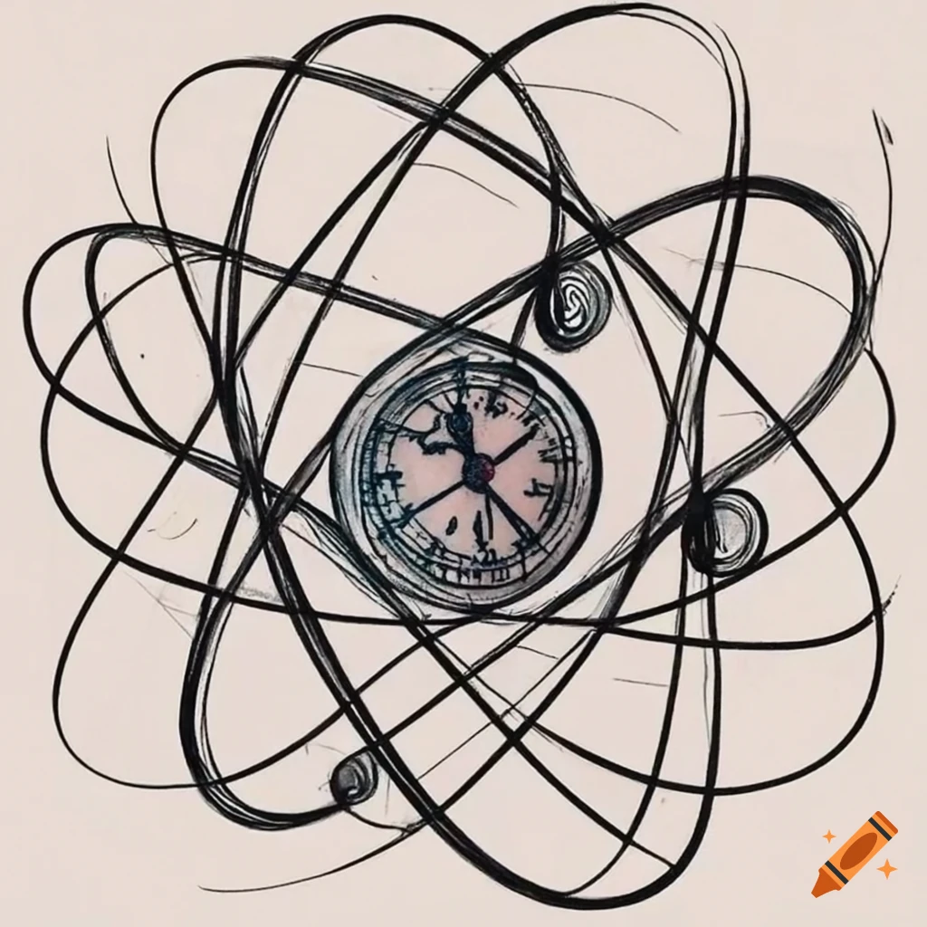 Clock in atom structure with physics equations tattoo design on Craiyon