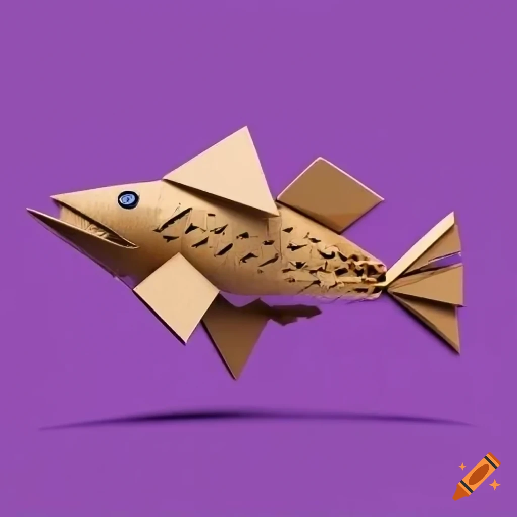 Carton cod fish with red and purple background on Craiyon