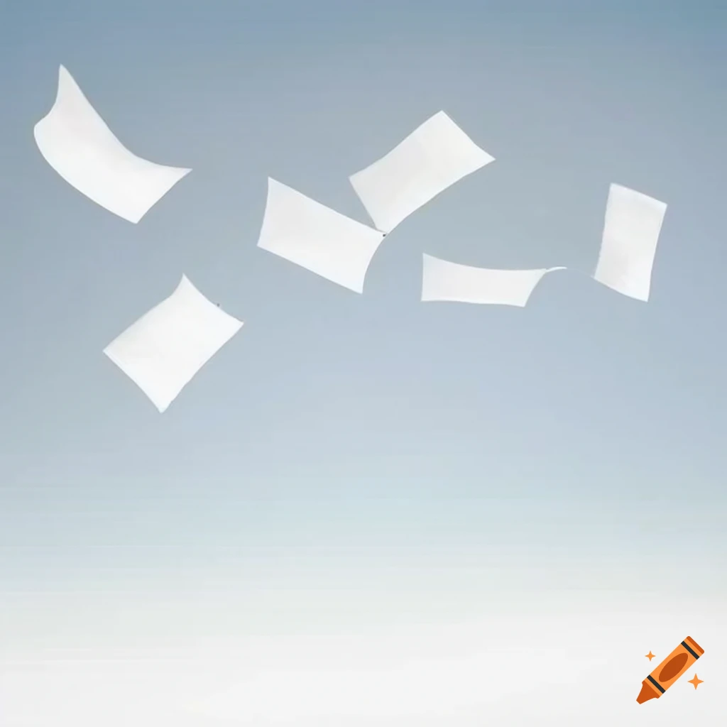 Flying written papers stock photo on Craiyon