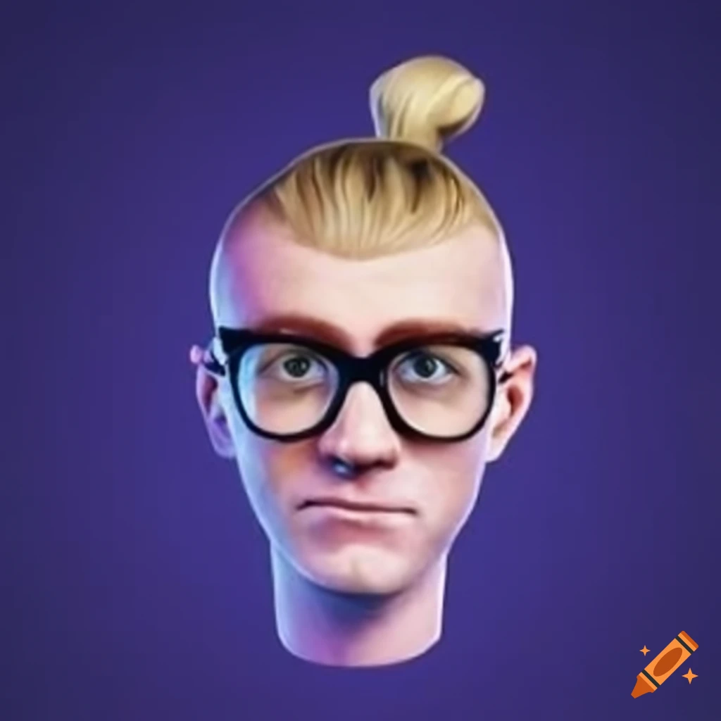 Nerd with pimples and a man-bun and blonde hair on Craiyon