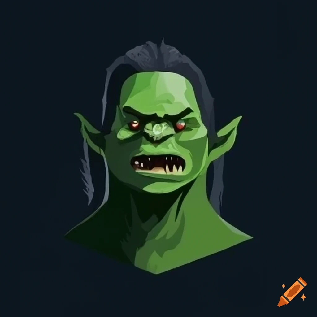 Minimalist style depiction of an orc from Lord of the Rings on Craiyon