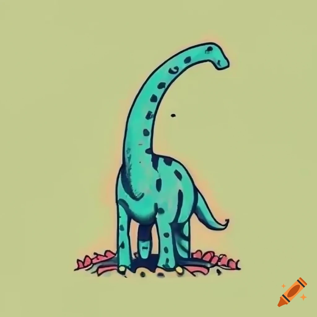 Brachiosaurus dinosaur in american traditional tattoo style on Craiyon
