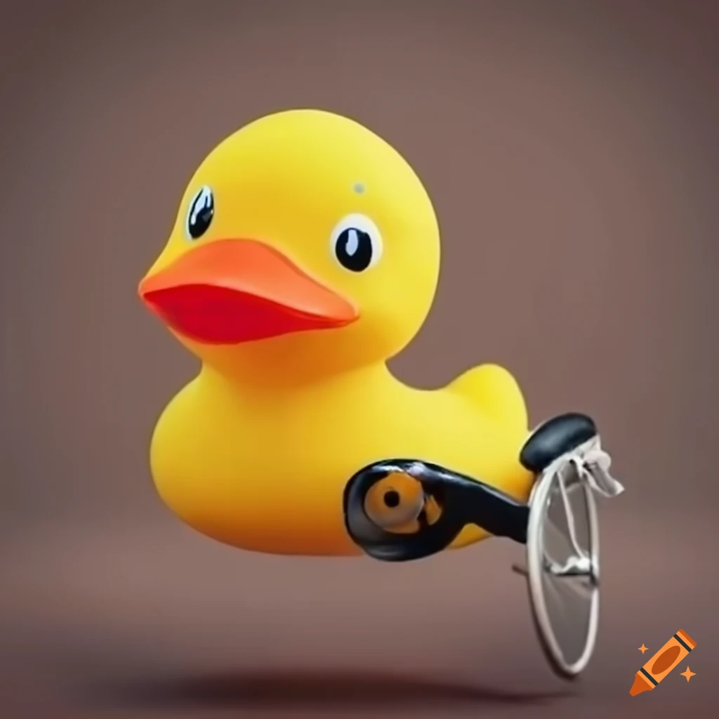 Yellow rubber duck on a bicycle ride on Craiyon