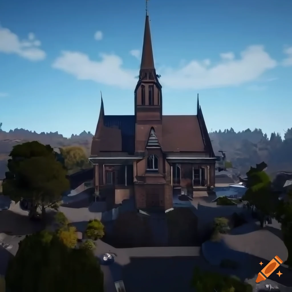 Unreal Engine 5 aerial view of a sci-fi Australian town square with ...