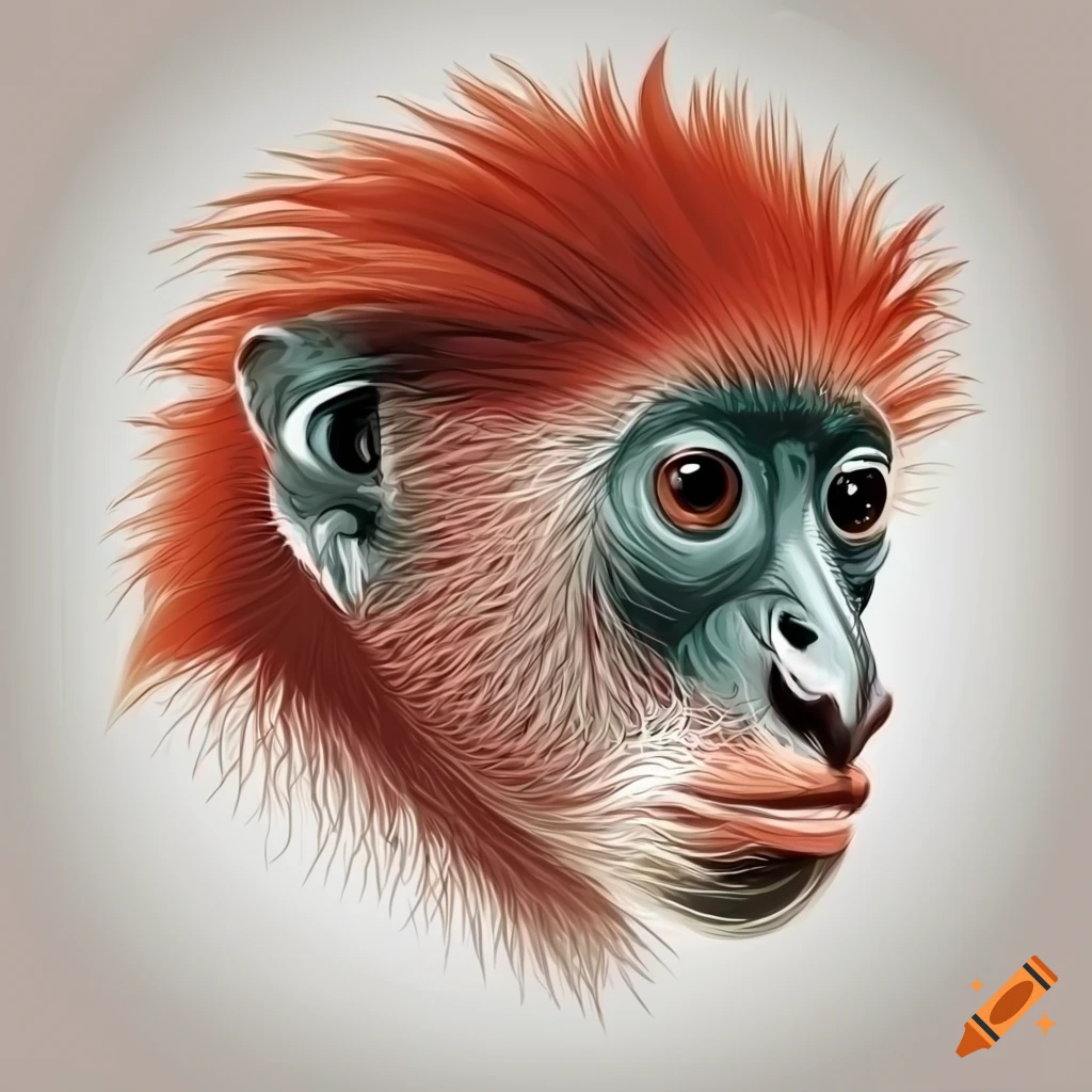 Intricately detailed vector illustration of a Zanzibar red colobus ...