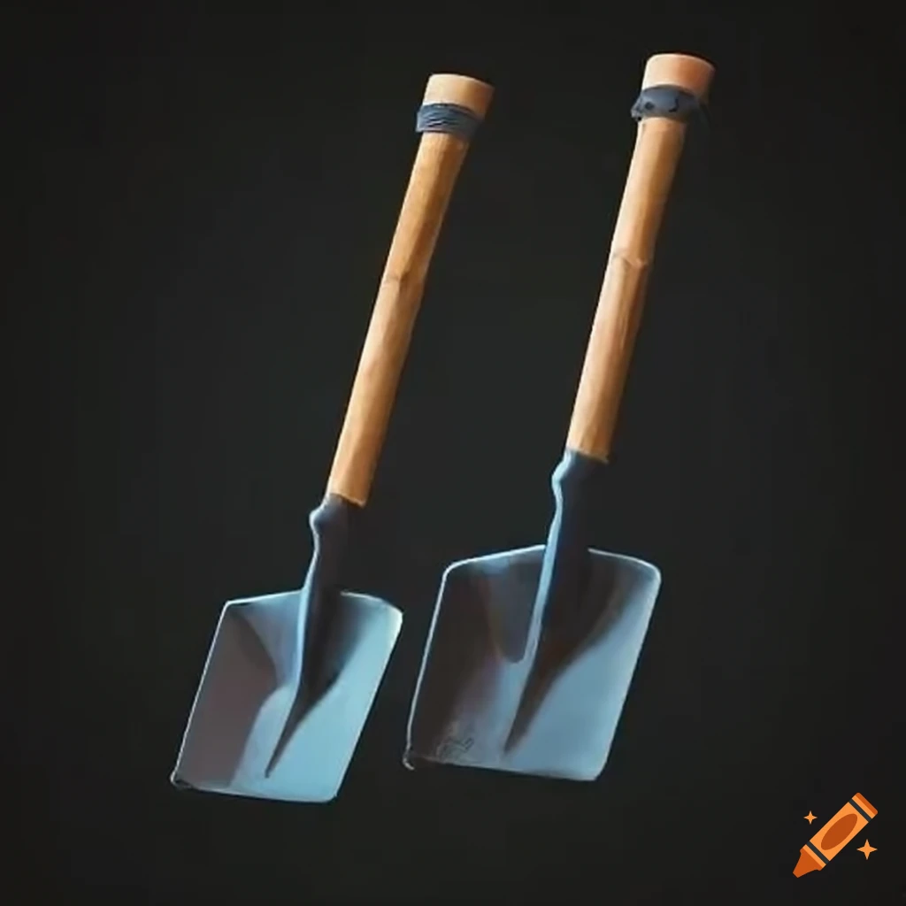 Two crossed shovels at a construction site on Craiyon