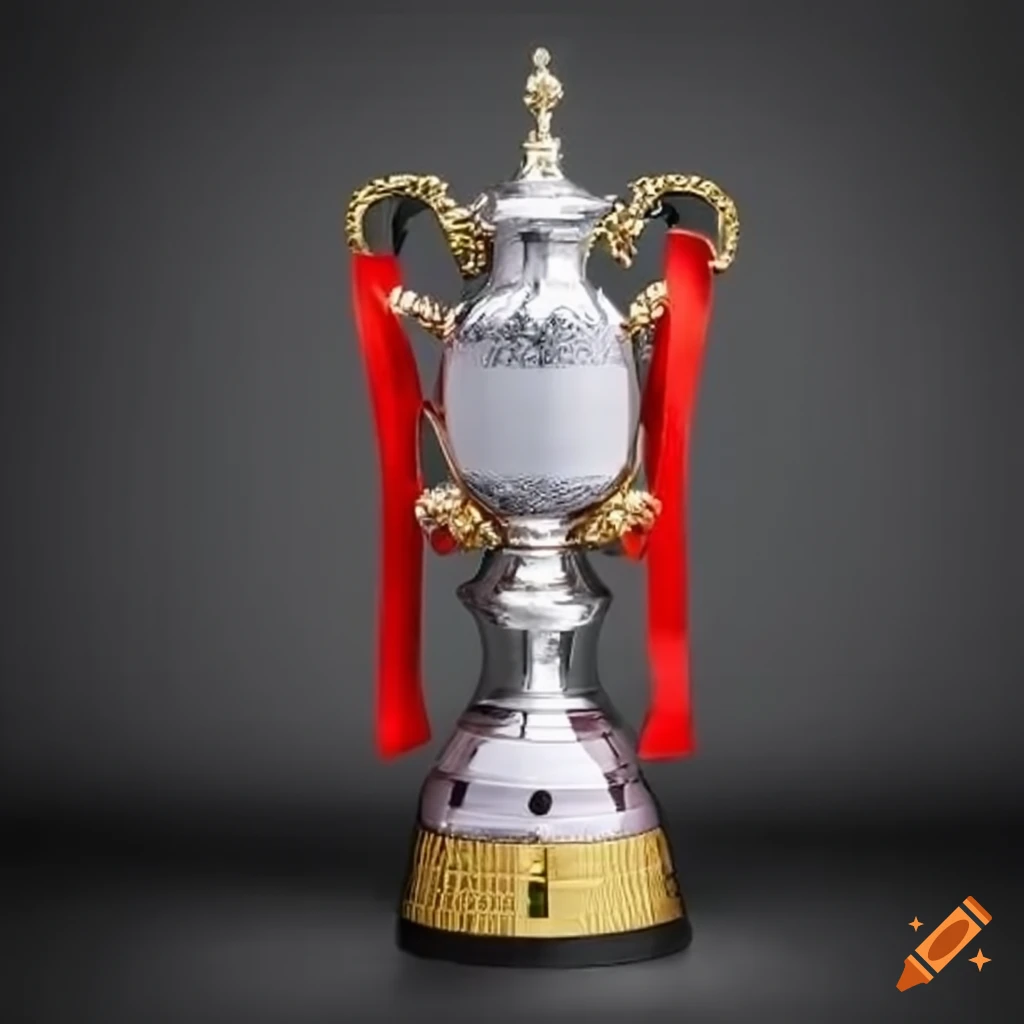 Well-crafted trophy with red ribbons on Craiyon