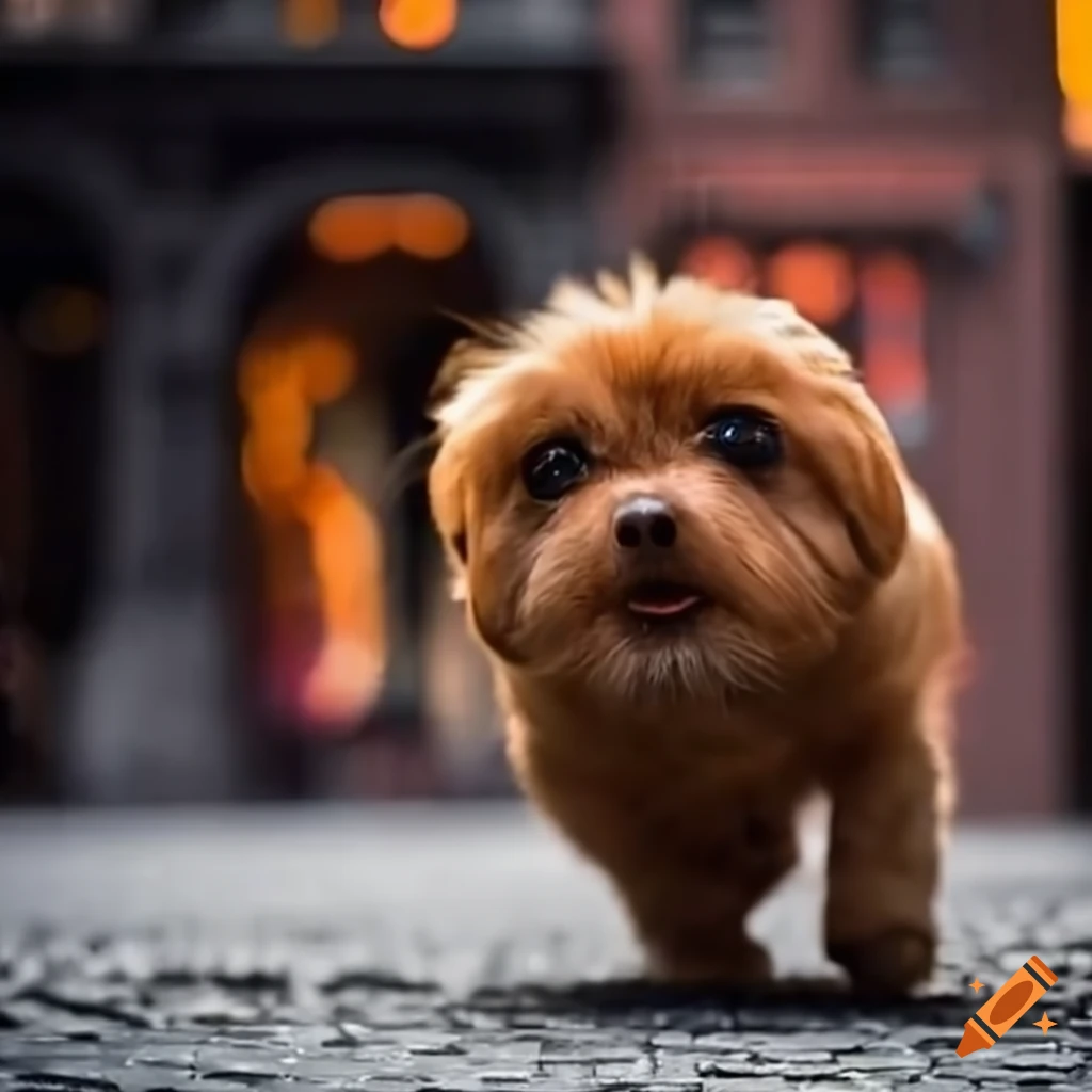 Mix breed pets walking through new york city street on Craiyon