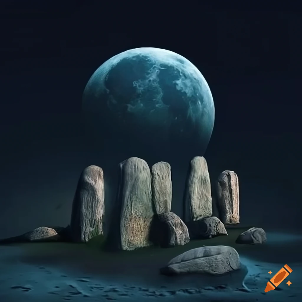 Cromlech under the moonlight in a mysterious setting on Craiyon