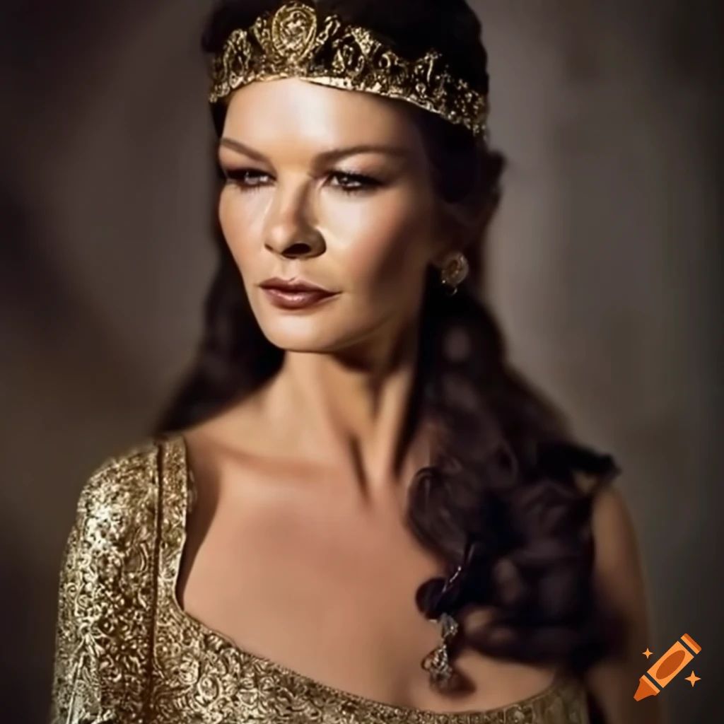 Atmospheric hyper-realistic portrayal of Welsh beauty Catherine Zeta ...