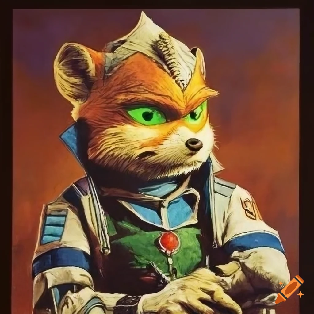 Intricate details of a vintage Star Fox poster inspired by James Gurney ...