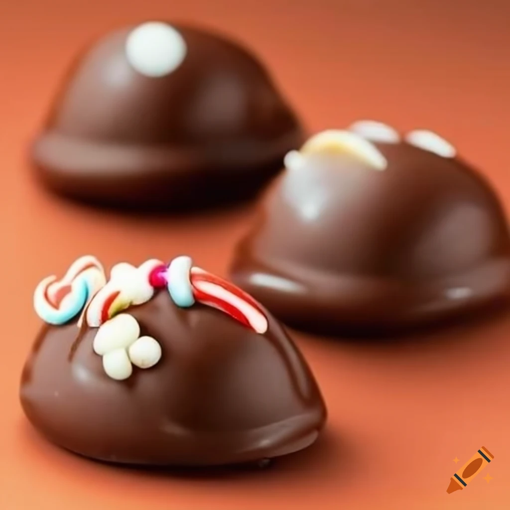 Chocolate-coated beannut with candy shell on Craiyon