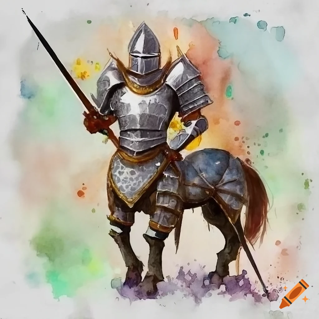 Highly detailed centaur knight in lemon-themed armor on Craiyon