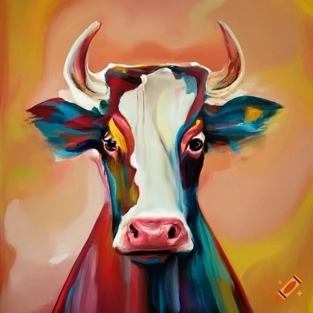 Abstract cow paintings on Craiyon