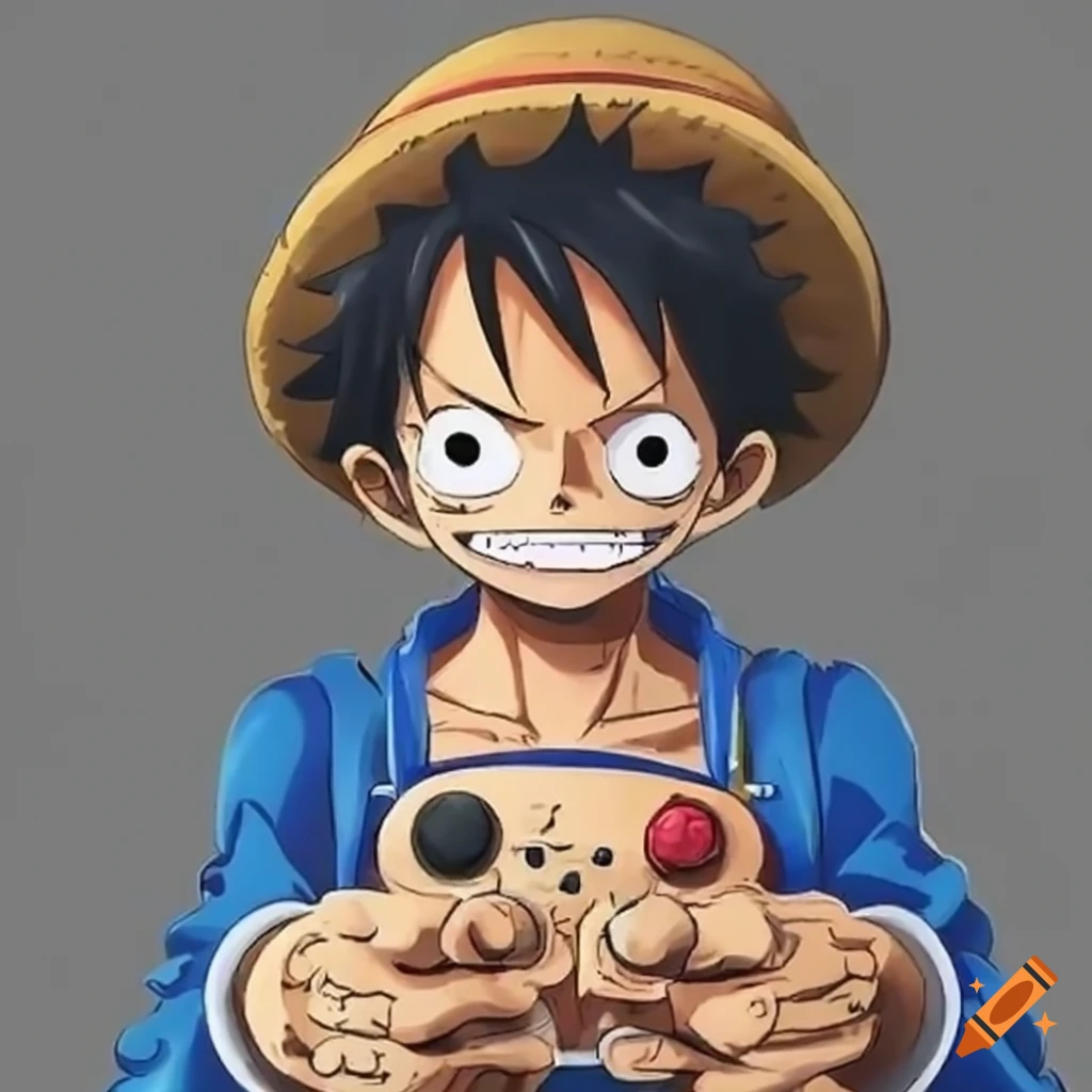 Monkey D. Luffy from One Piece with a gaming controller on Craiyon