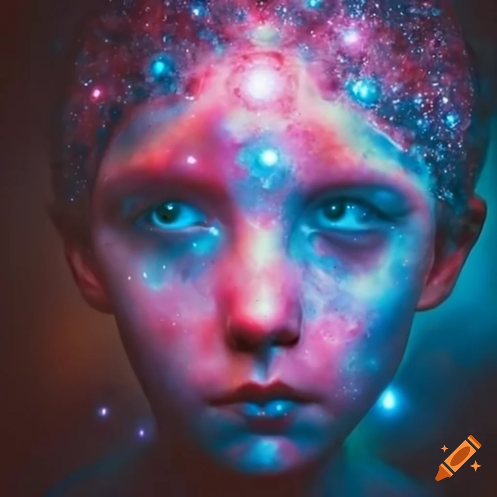 Girl with a face made of stellar nebula stars on Craiyon