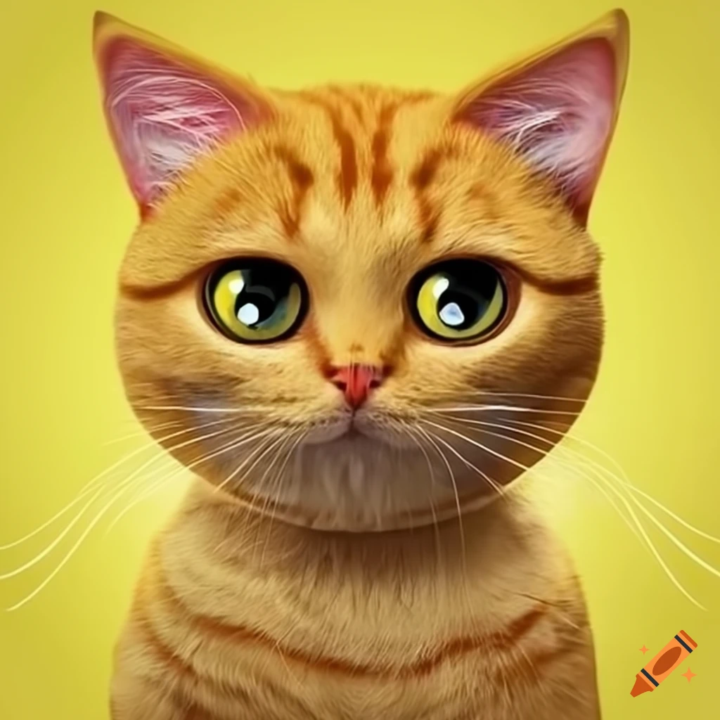 Yellow cat illustration in 2d on Craiyon