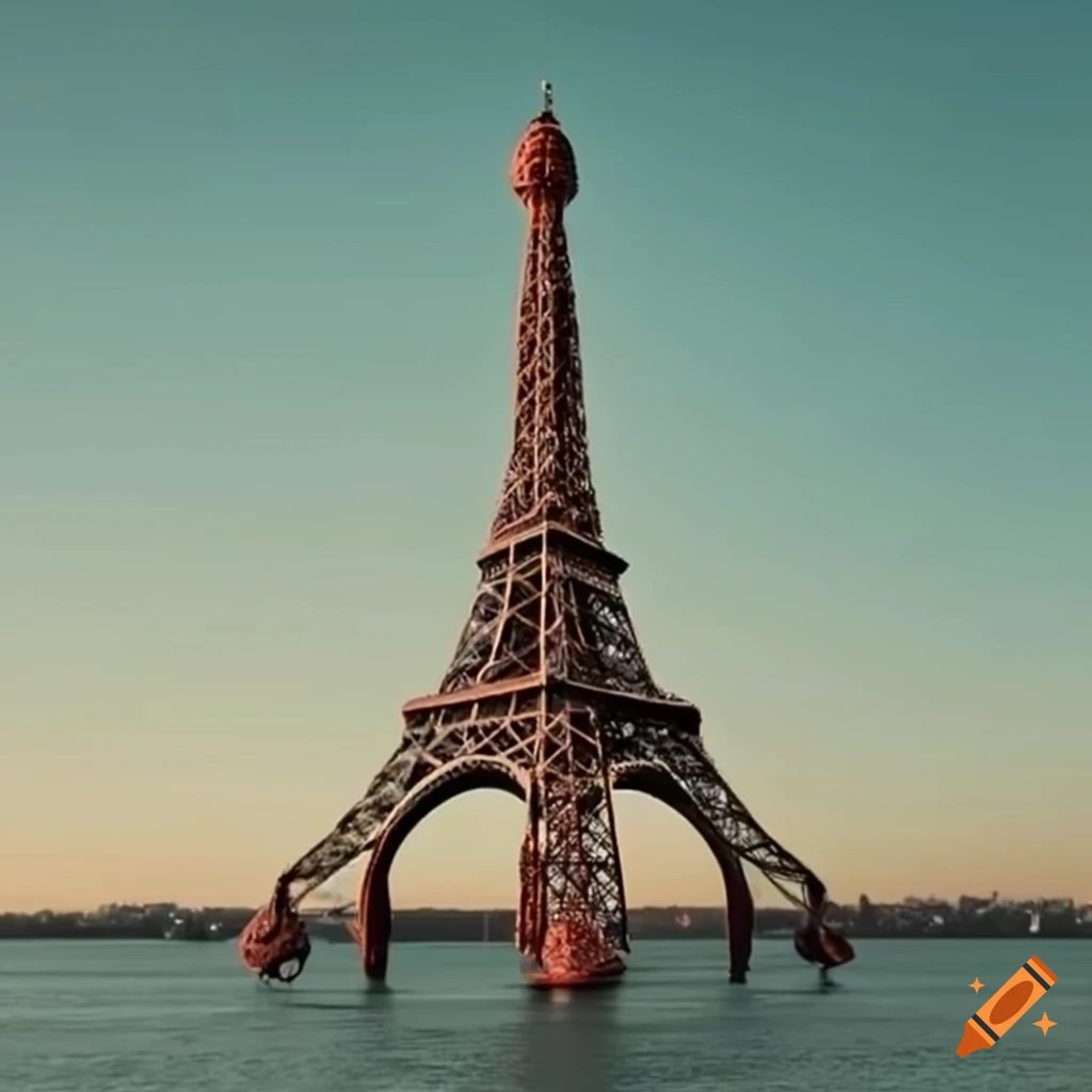 Unique interpretation of the Eiffel Tower using sausages on Craiyon