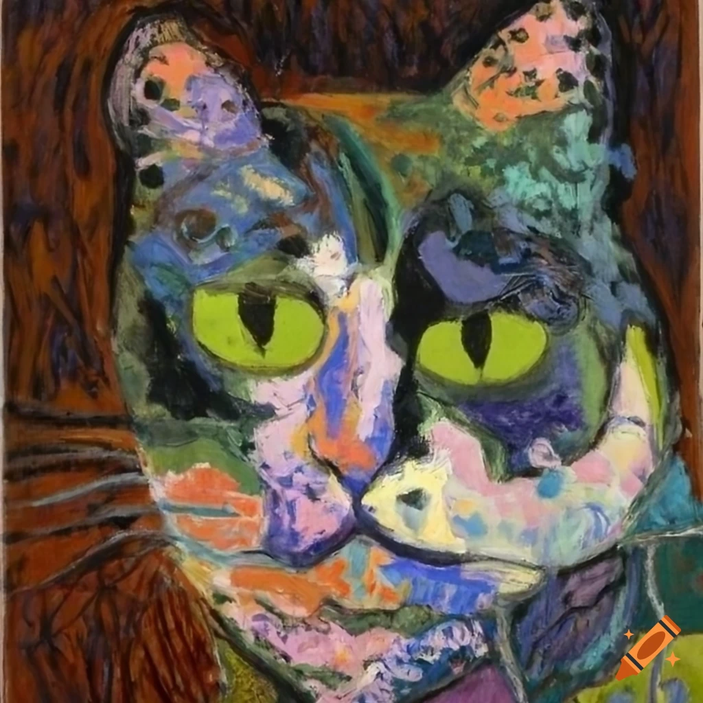 Cat art inspired by pierre bonnard, sin city, and jean fautrier in ...