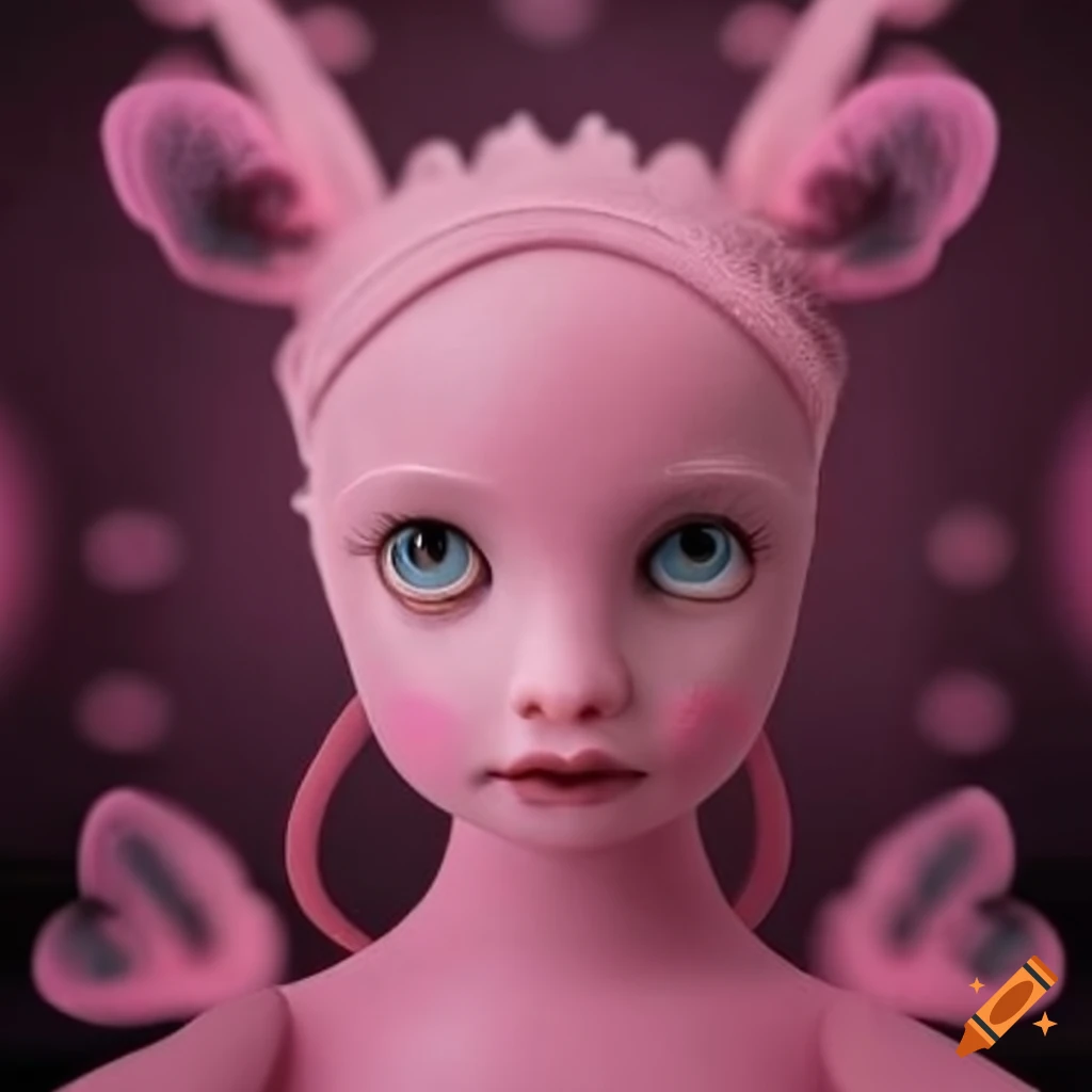 Cute and adorable barbie creatures on pink background on Craiyon