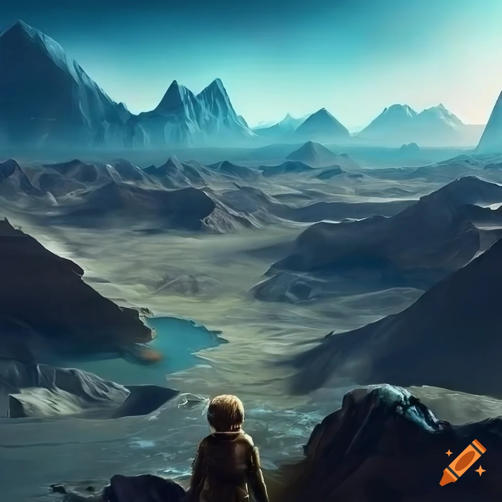 Explorer with treasure map in a crystal desert landscape on Craiyon