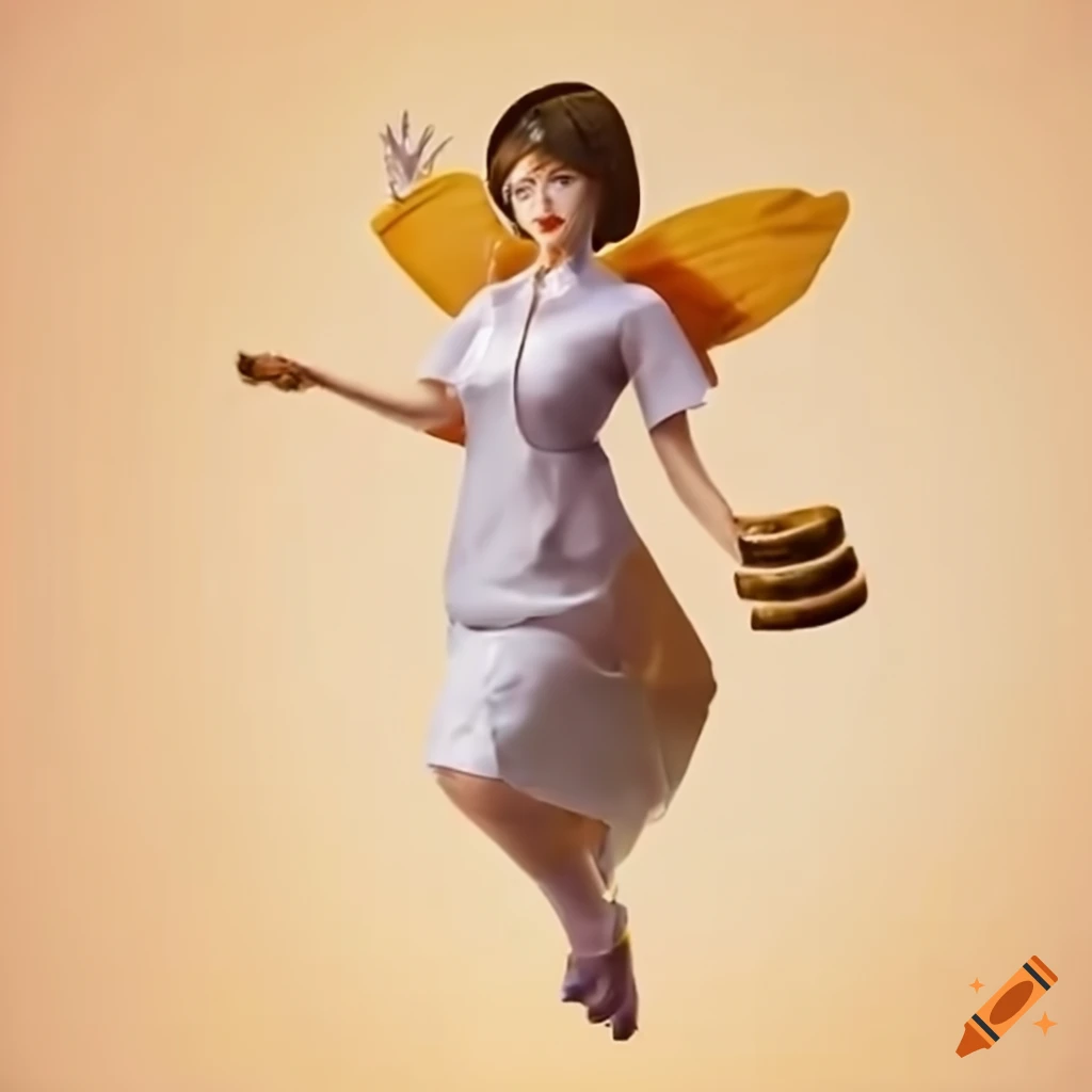 Female nurse riding a honey bee on Craiyon