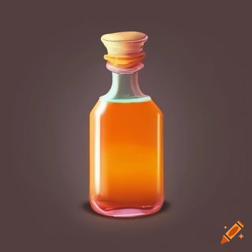 Orange potion bottle on Craiyon