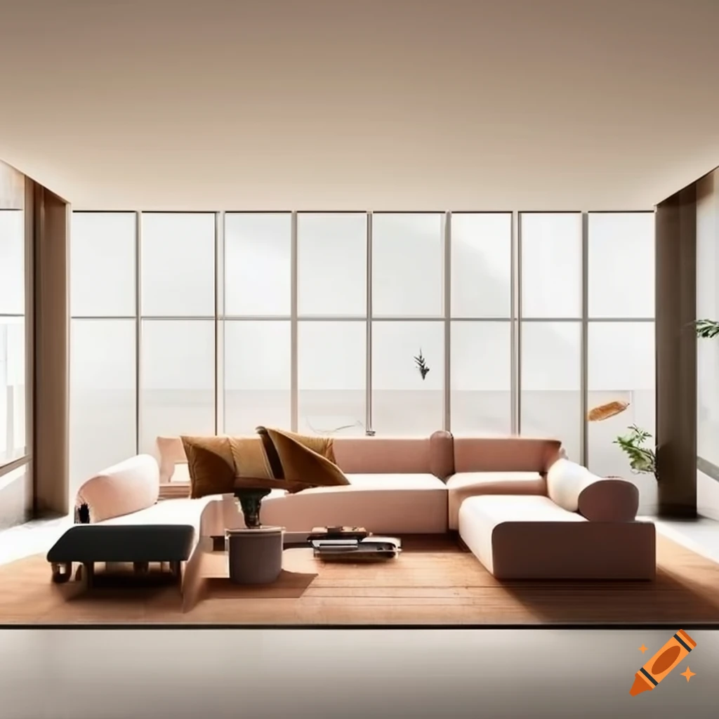 Double height living room with ample light and ventilation on Craiyon