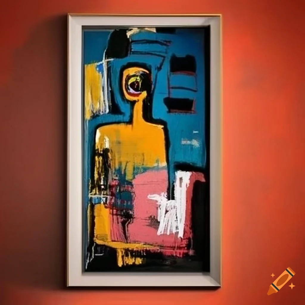 Abstract expressionism art by basquiat in a modern interior setting on ...