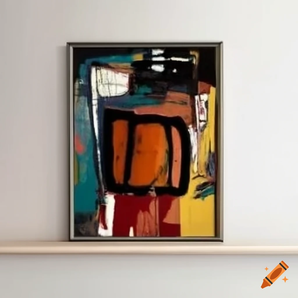 Abstract expressionism art in modern interior by basquiat on Craiyon