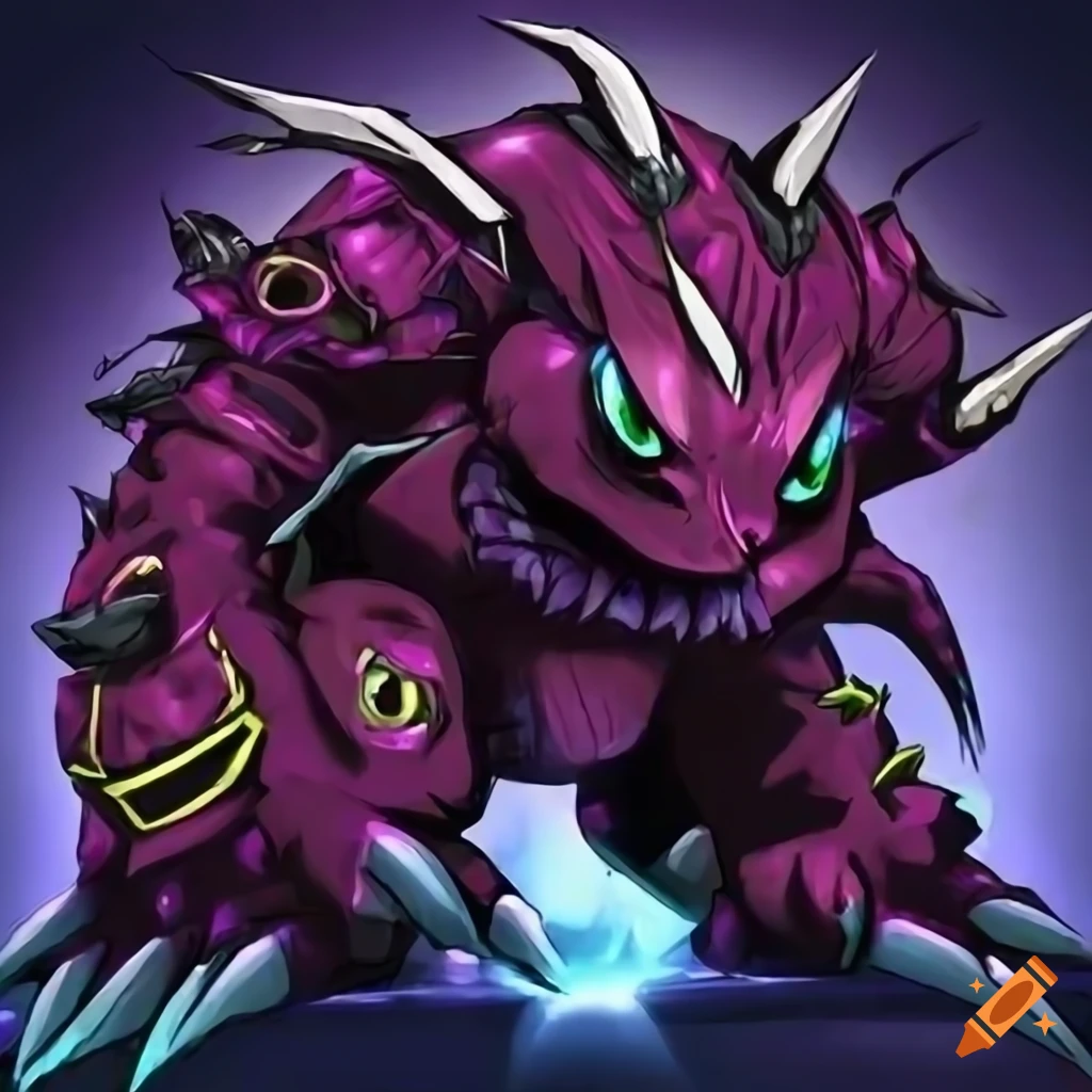 Armored battle Digimon monsters in a Yu-Gi-Oh style villain portrait on ...