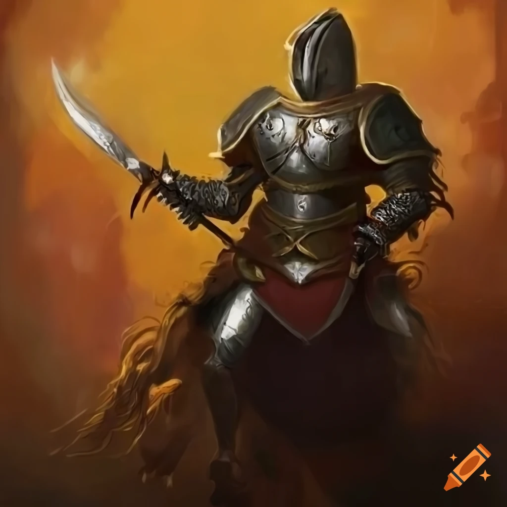 Highly detailed centaur knight in lemon-themed armor on Craiyon