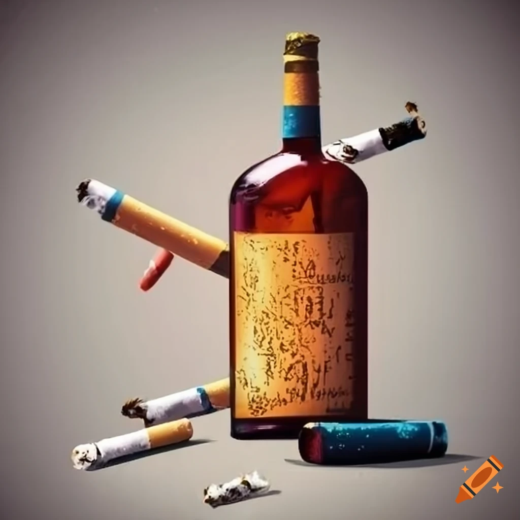 Poster featuring alcohol and cigarettes on Craiyon