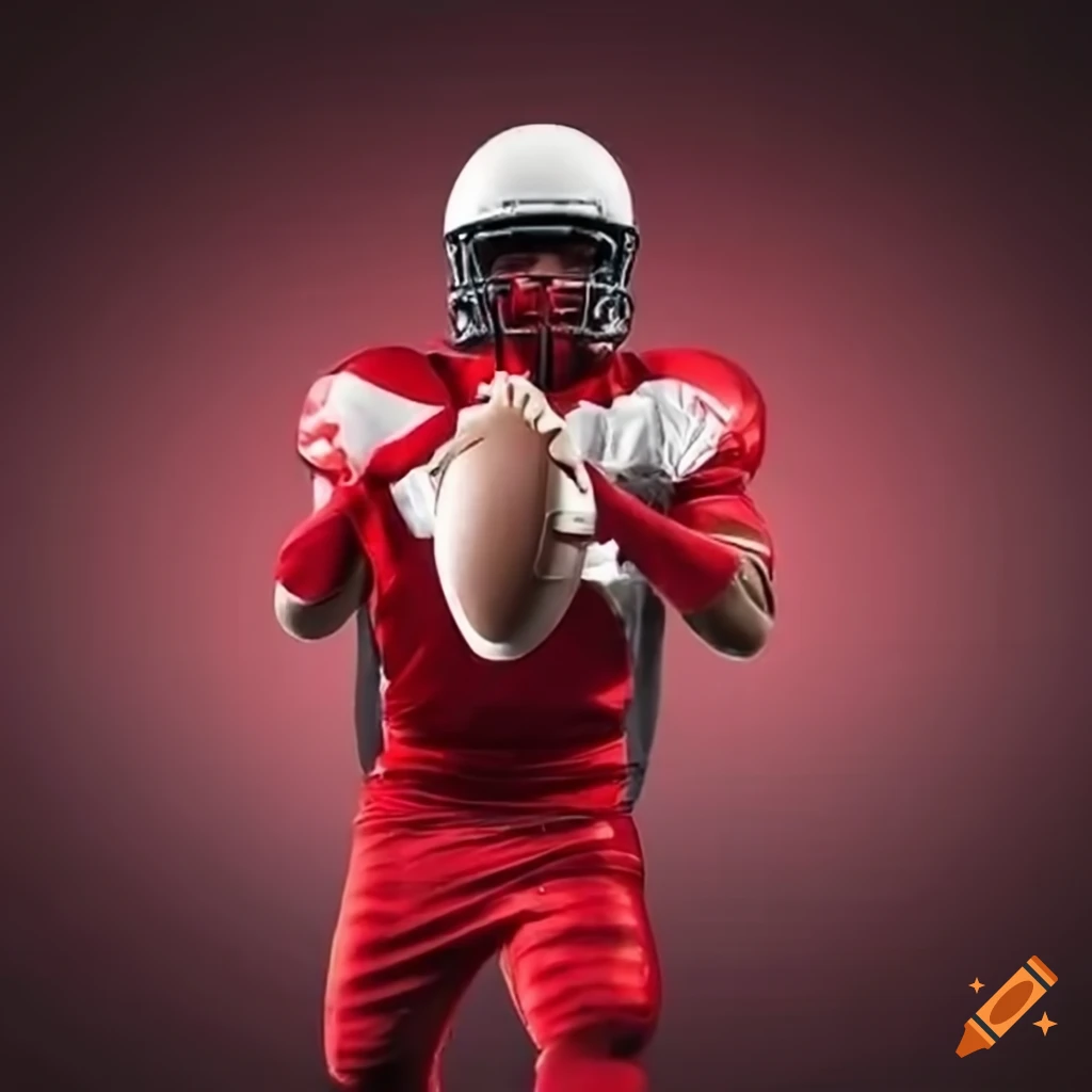 Red football player with white and red helmet on Craiyon