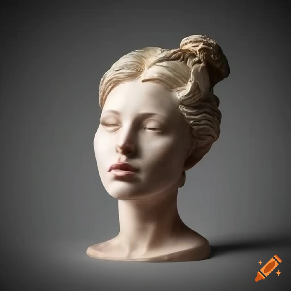 Detailed and elegant head sculpture of a woman on Craiyon