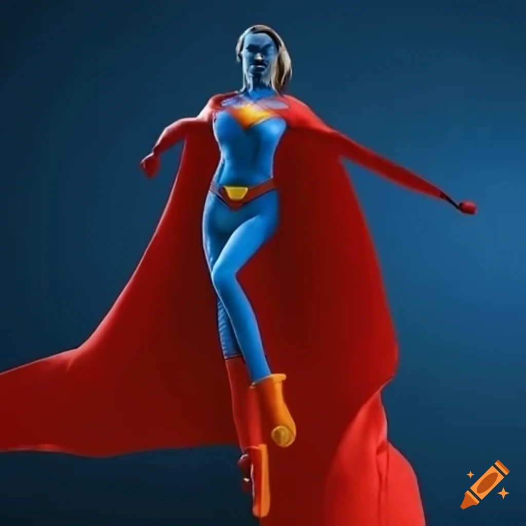 Superhero with a billowing cape in the wind on Craiyon