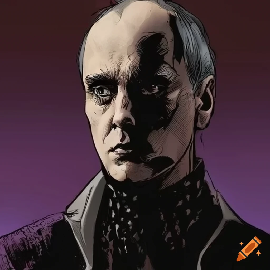 Iconic gothic musician peter murphy in a graphic novel comic on Craiyon