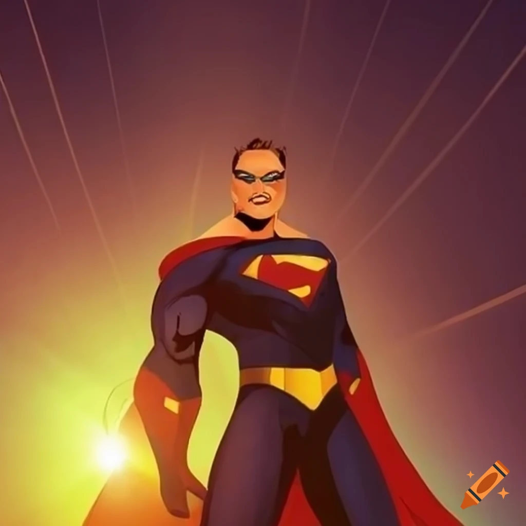 Superhero riding sun rays like a wave on Craiyon