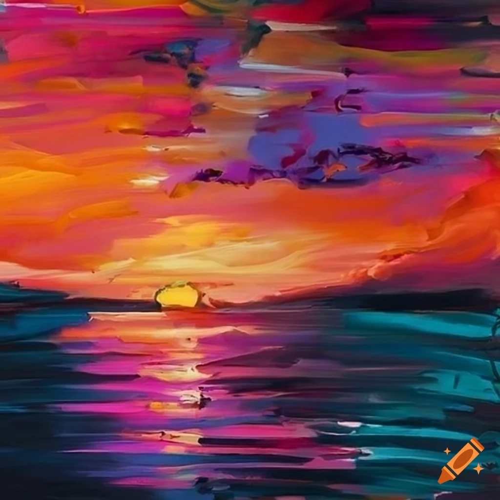 Sunset in expressionist style on Craiyon