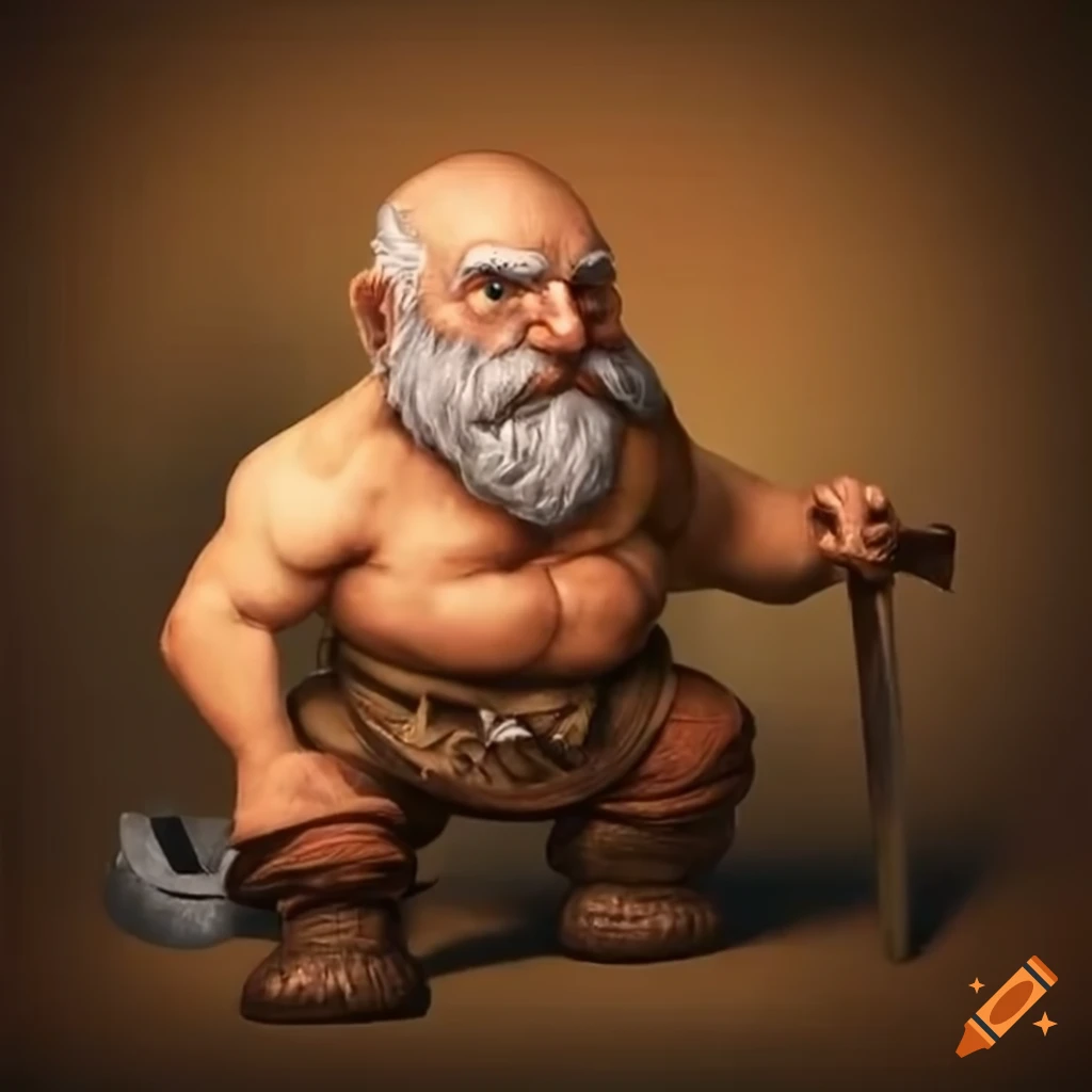 Old dwarf digging for gold in a mine on Craiyon