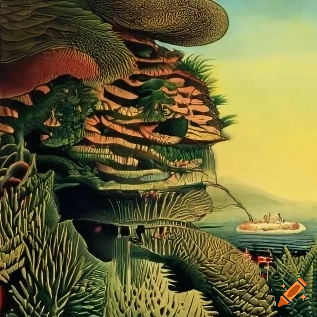 Organic machine art with a sci-fi theme by yoshitaka amano on Craiyon