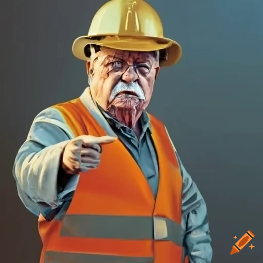 Famous actor dressed as a construction worker pointing on Craiyon
