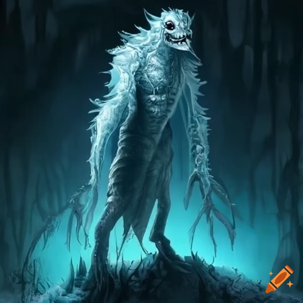 Fantasy icicle monster with sharp claws for hands on Craiyon